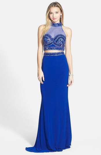 Faviana Embellished Two-Piece Jersey Gown | Nordstrom
