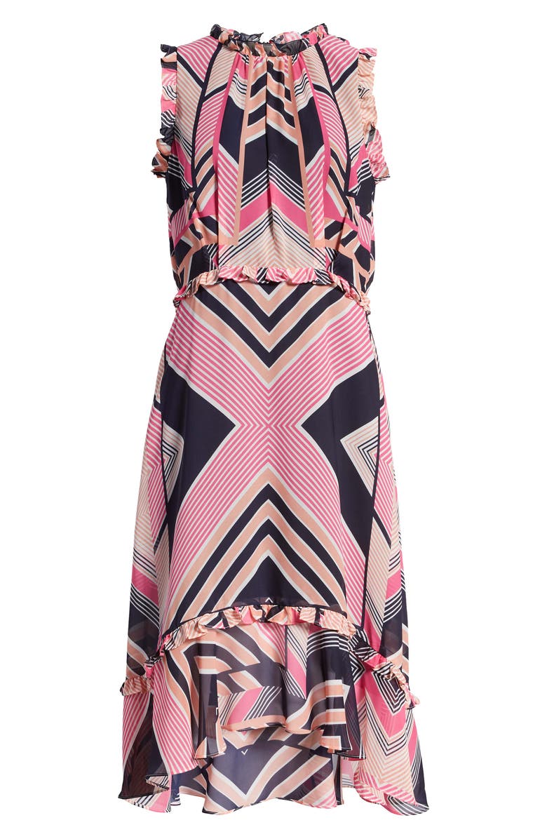 Julia Jordan Mod Stripe Ruffle Trim Midi Dress | Nordstromrack