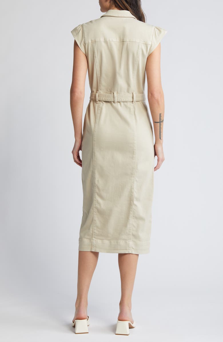PAIGE Jaxsyn Cap Sleeve Denim Midi Shirtdress | Nordstromrack