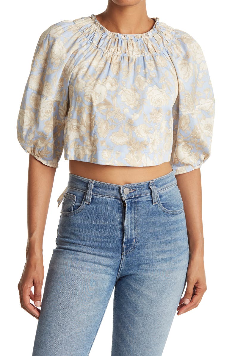 Rebecca Taylor Satin Puff Sleeve Tie Back Blouse | Nordstromrack