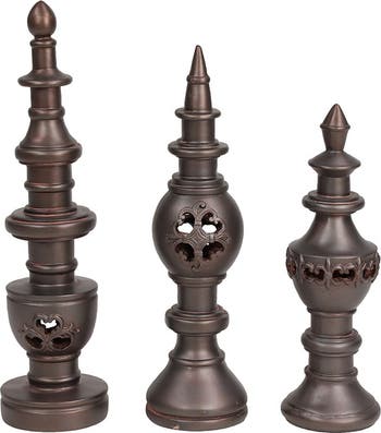 WILLOW ROW Tall Bronze Decorative Finials Shelf & Table Decor - Set of ...