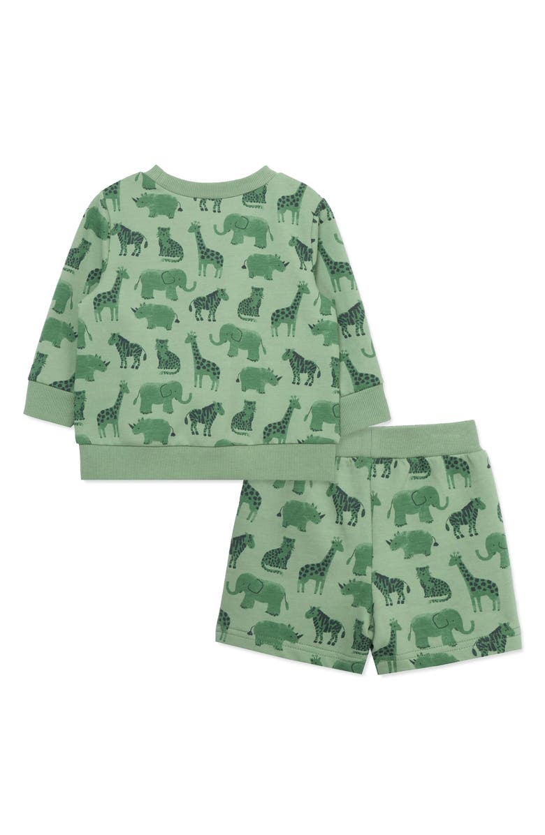 Little Me Safari Cotton Sweatshirt & Shorts Set | Nordstromrack