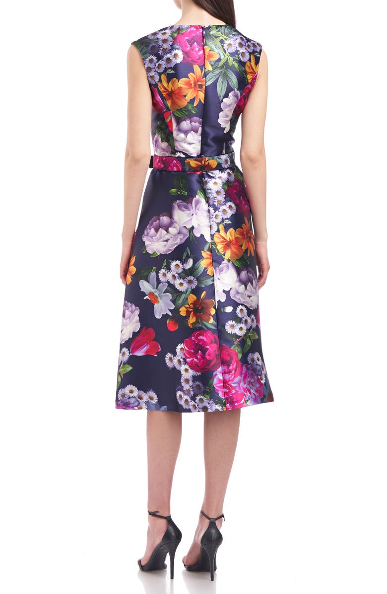 Kay Unger Elease Floral Print Belted Jacquard Dress | Nordstromrack