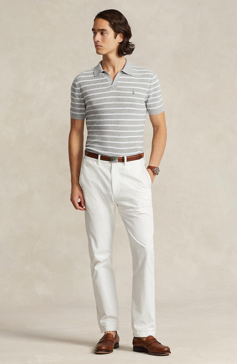 Polo Ralph Lauren Stripe Johnny Collar Cotton & Linen Polo Sweater ...