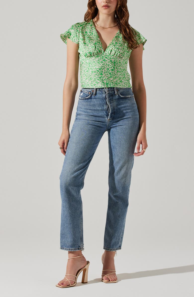 ASTR the Label Floral Flutter Sleeve Blouse | Nordstromrack