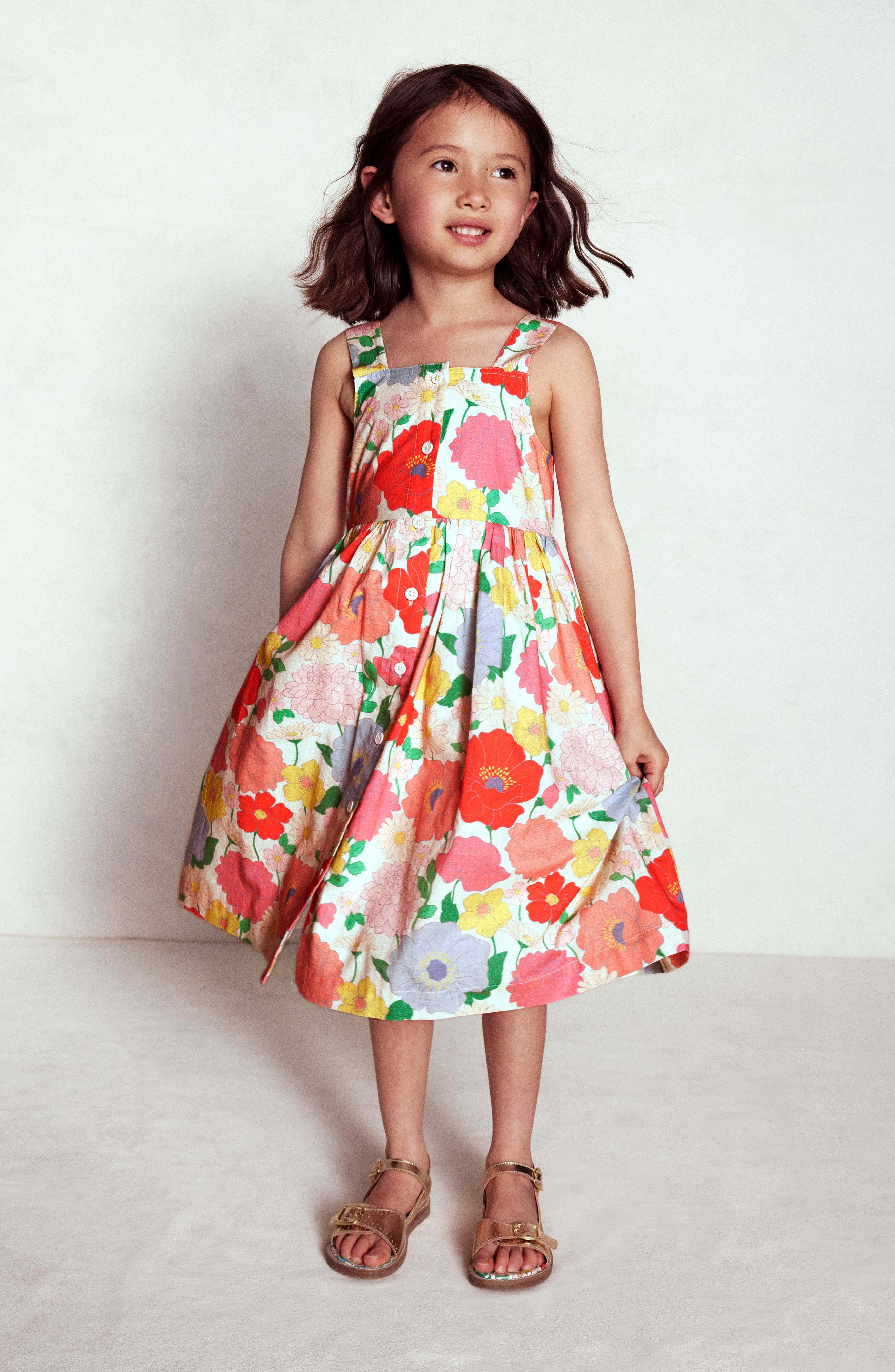 Mini Boden Kids' Remy Floral Button-Up Cotton Sundress | Nordstrom