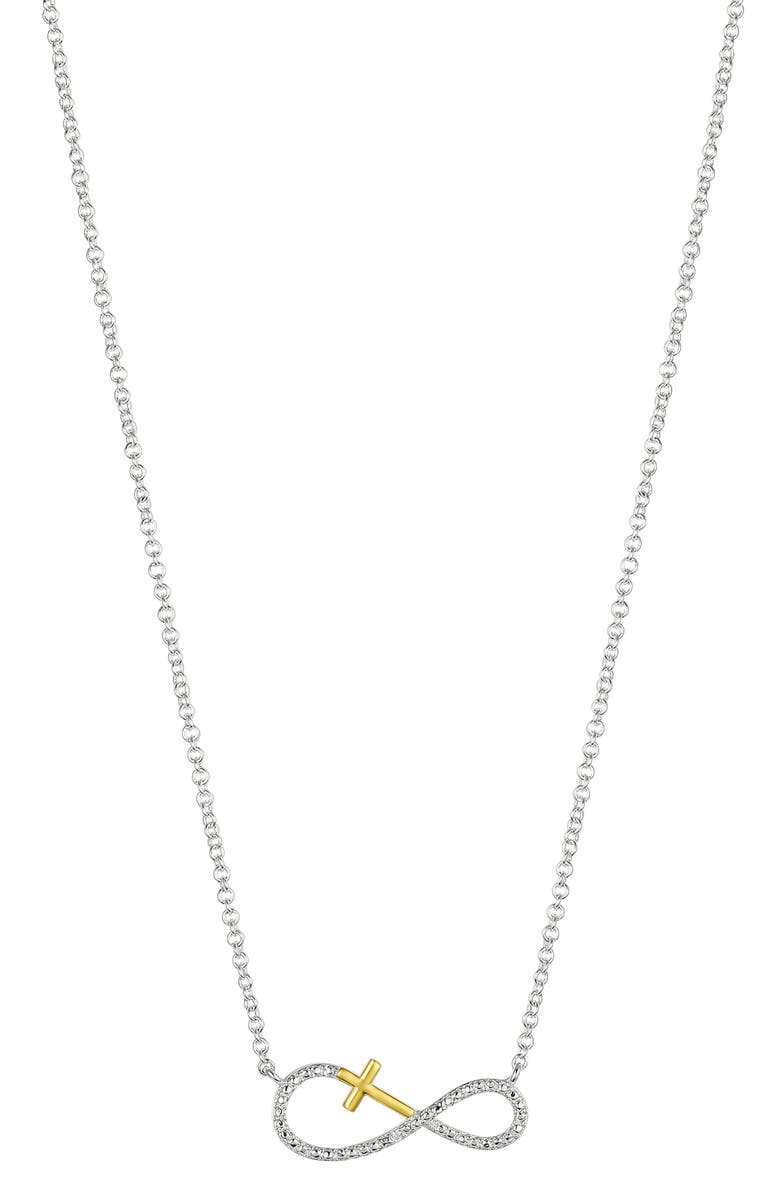 LA ROCKS Two-Tone CZ Infinity Cross Pendant Necklace | Nordstromrack