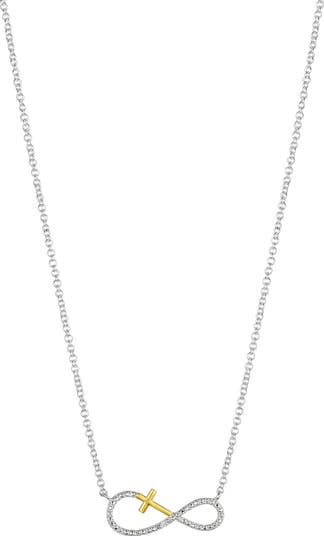 LA ROCKS Two-Tone CZ Infinity Cross Pendant Necklace | Nordstromrack