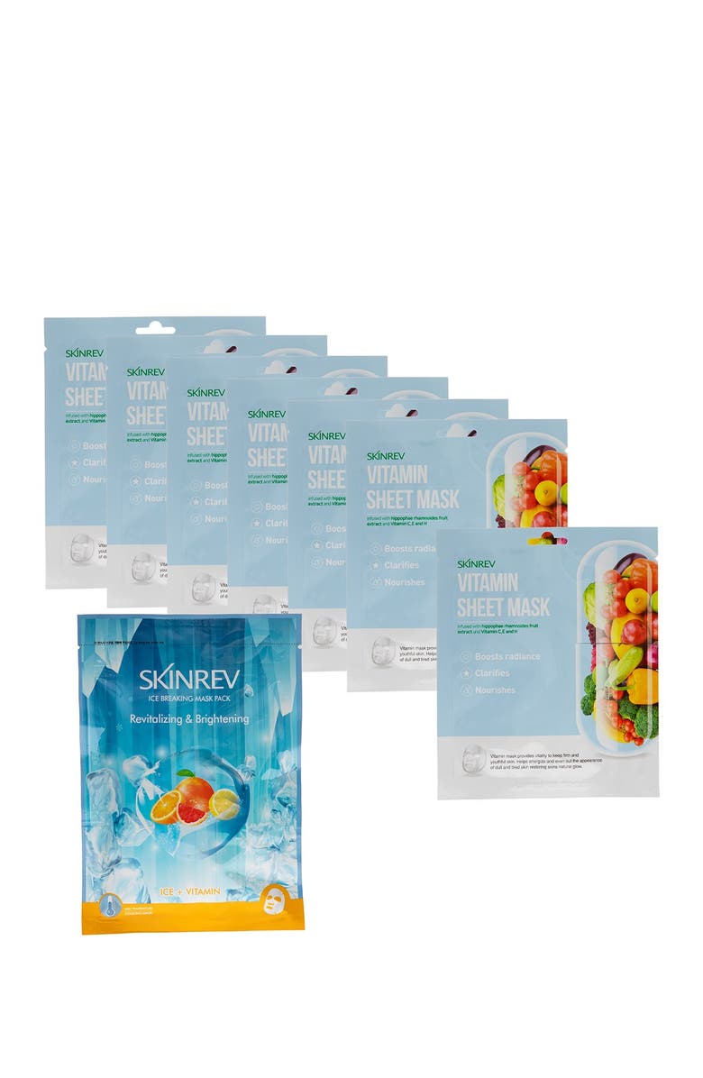 SKINREV 7x Vitamin Sheet Mask & Vitamin + 1x Ice Single Sheet Mask Pack ...