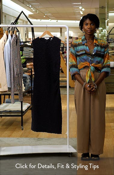 Vince Textured Ruched Side Sleeveless Dress | Nordstrom