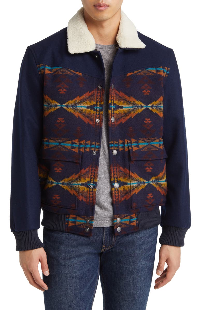 Pendleton Jacksonville Wool Coat with Faux Shearling Collar | Nordstrom