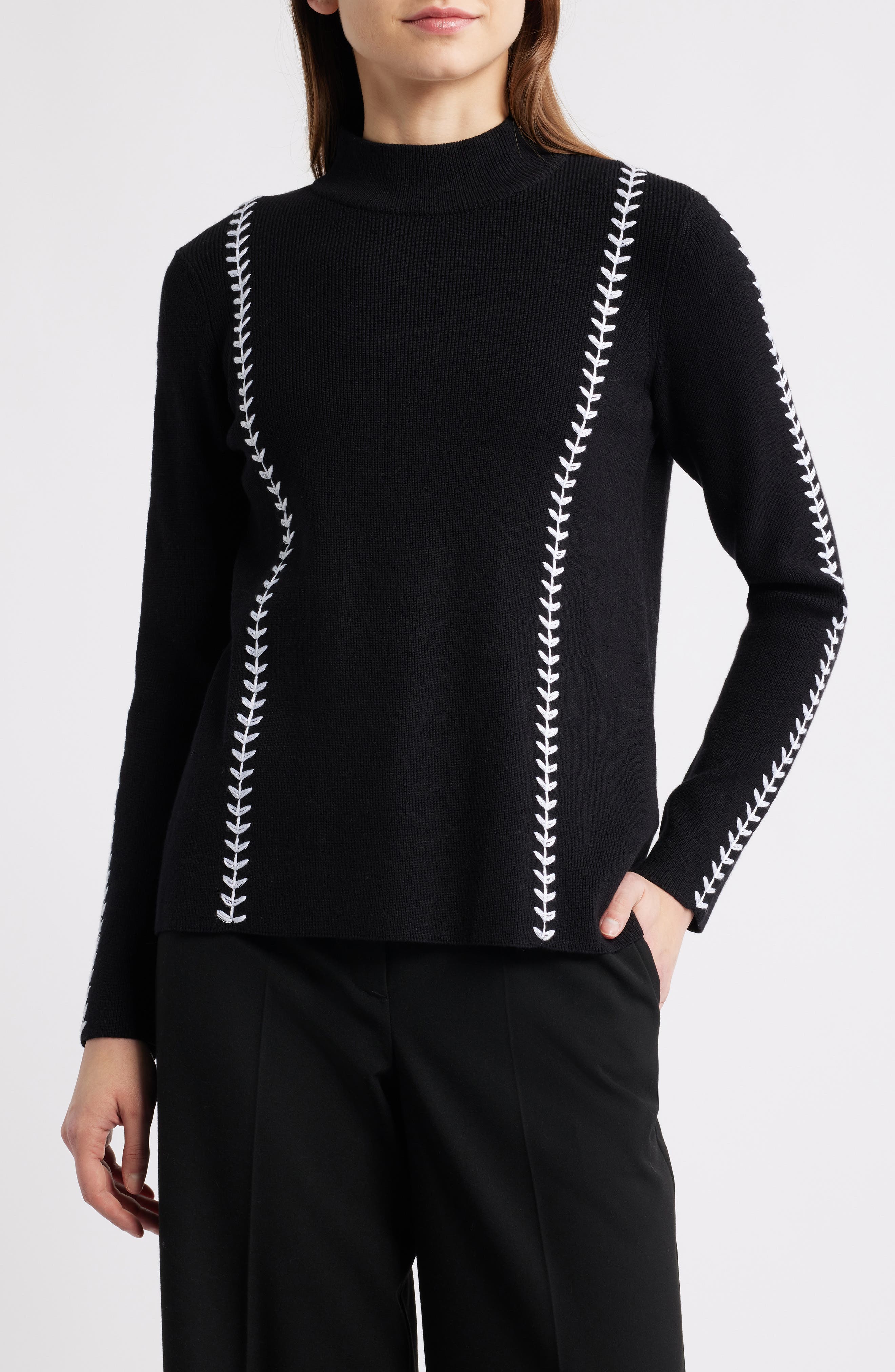 Elie Tahari The Goldie Mock Neck Rib Top | Nordstrom