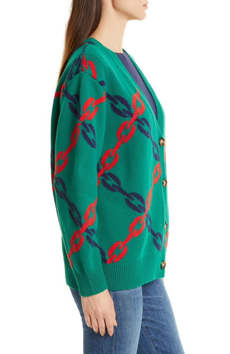 Clare V. Papi Chain Jacquard Wool & Cotton Blend Cardigan | Nordstromrack