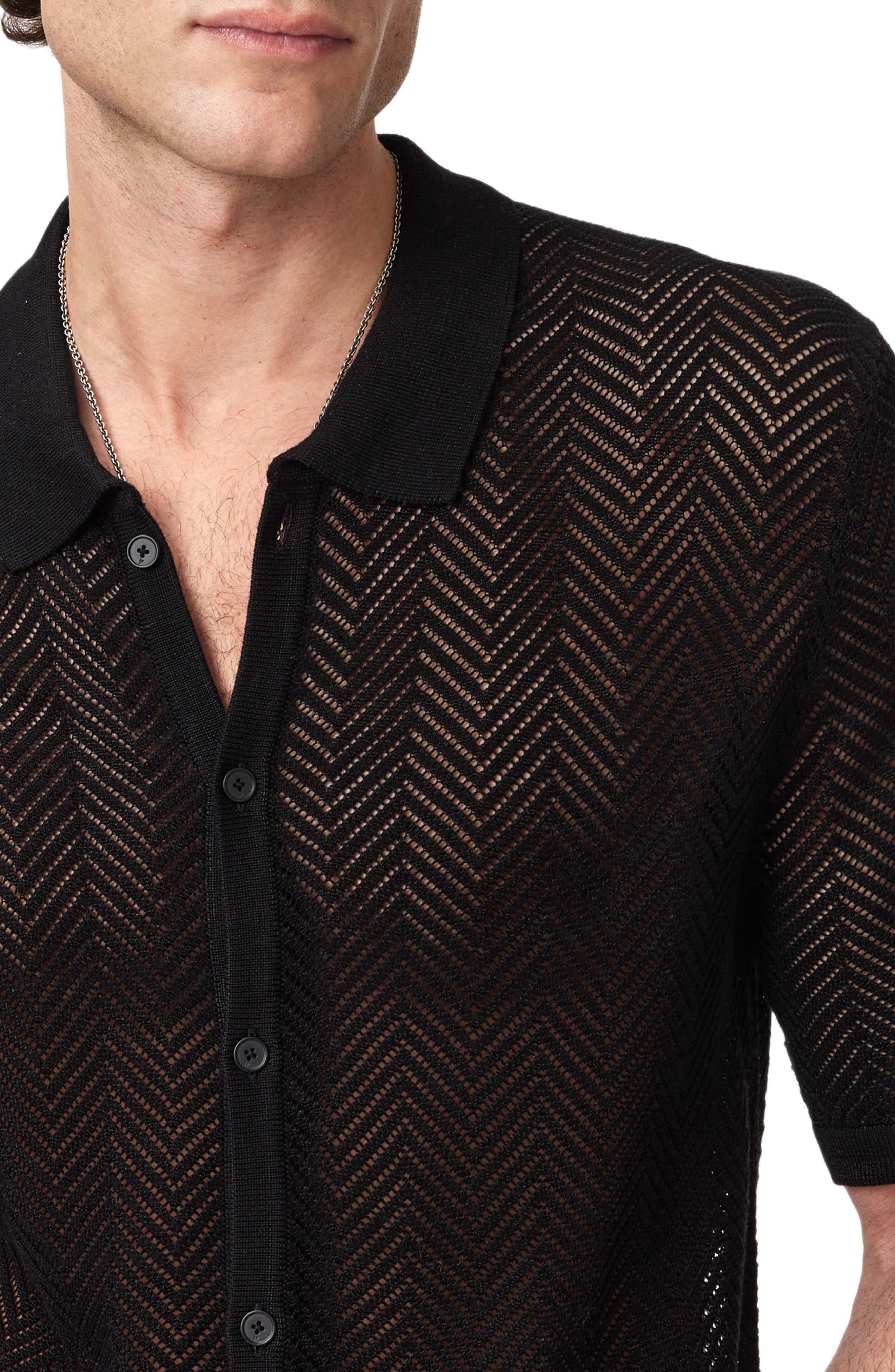 John Varvatos Ginsberg Herringbone Cotton Blend Sweater | Nordstrom