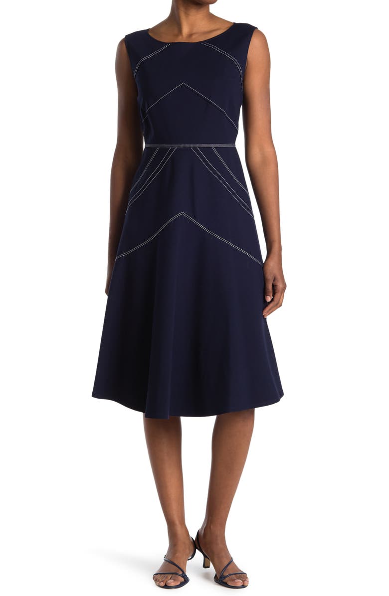 Lafayette 148 New York Natasha Contrast Stitch Sleeveless Dress ...
