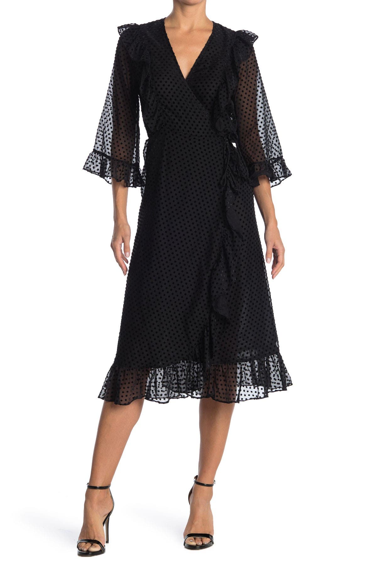 Ganni Jasmine Wrap Swiss Dot Dress | Nordstromrack