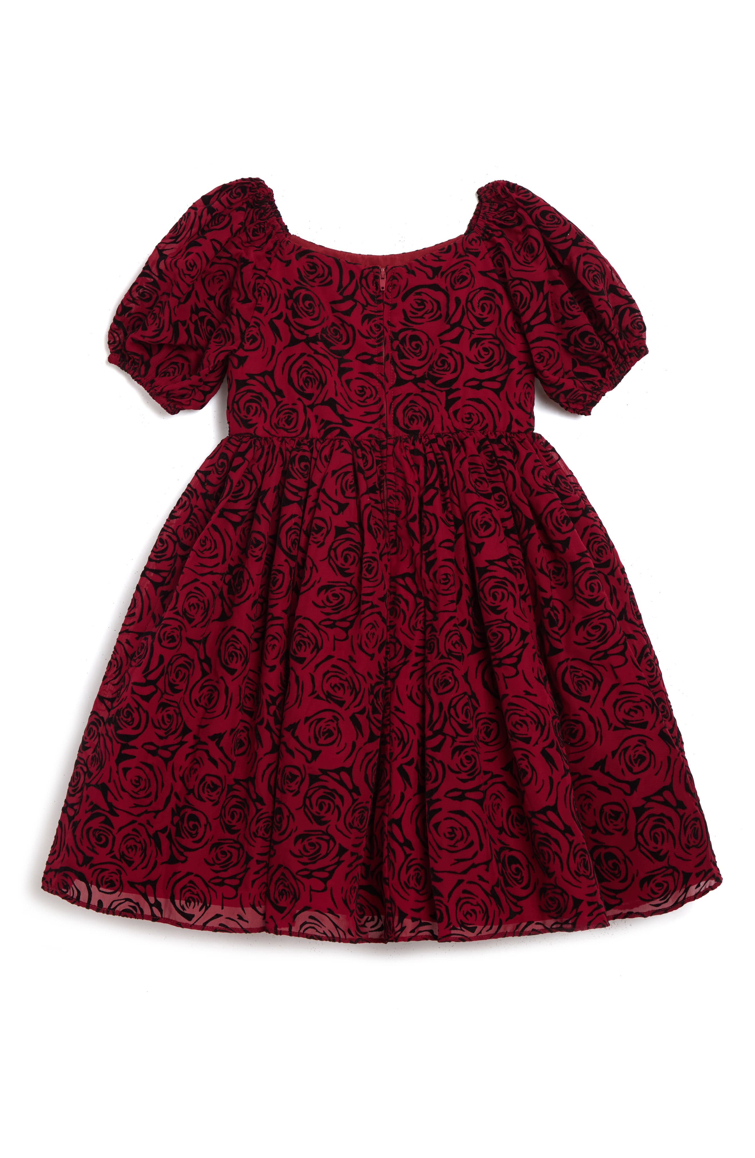 Pippa & Julie Kids' Emilia Flocked Rose Party Dress | Nordstromrack