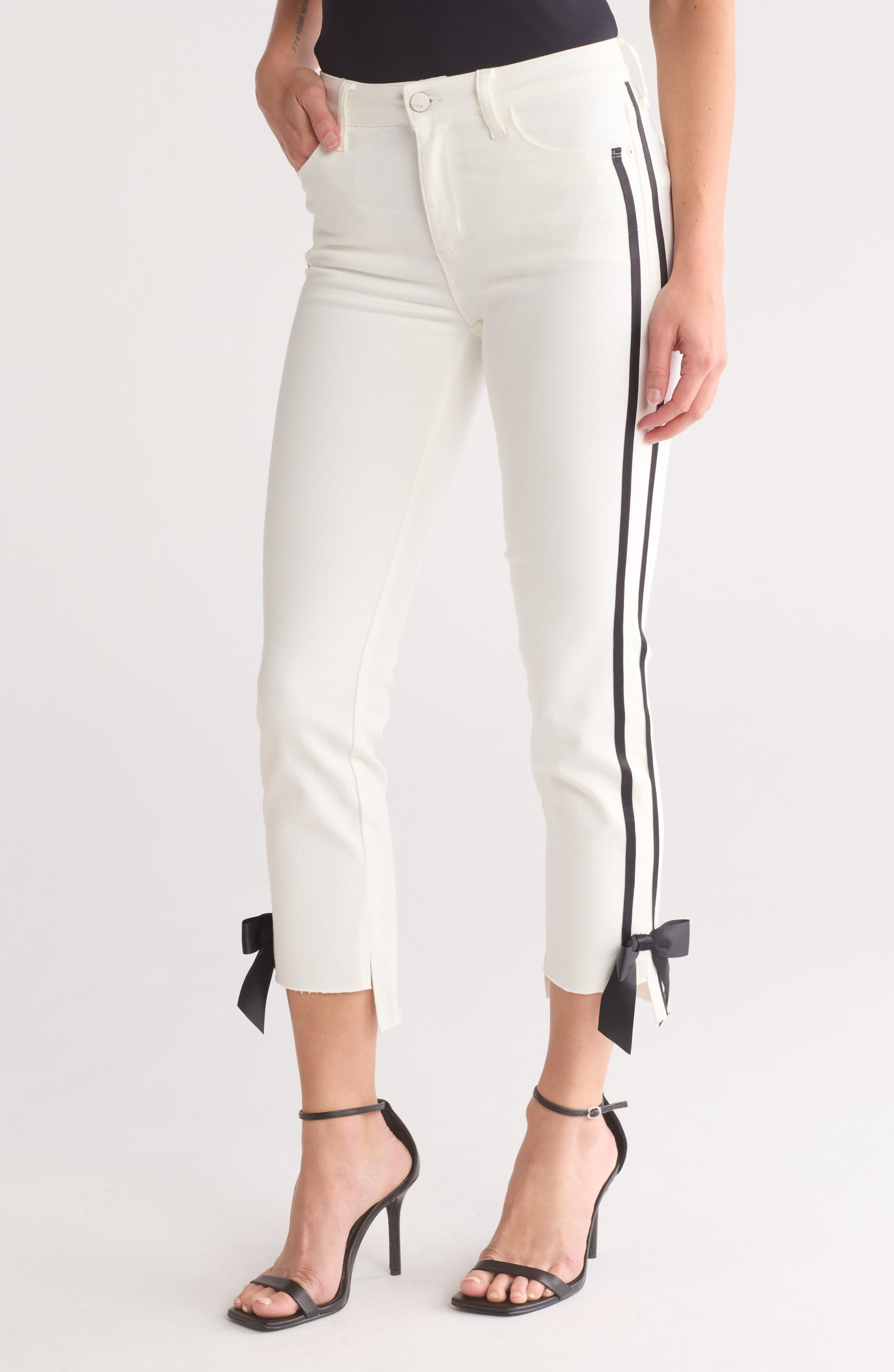 Wash Lab Denim Bonjour Satin Bow Straight Leg Jeans (Women) | Nordstromrack