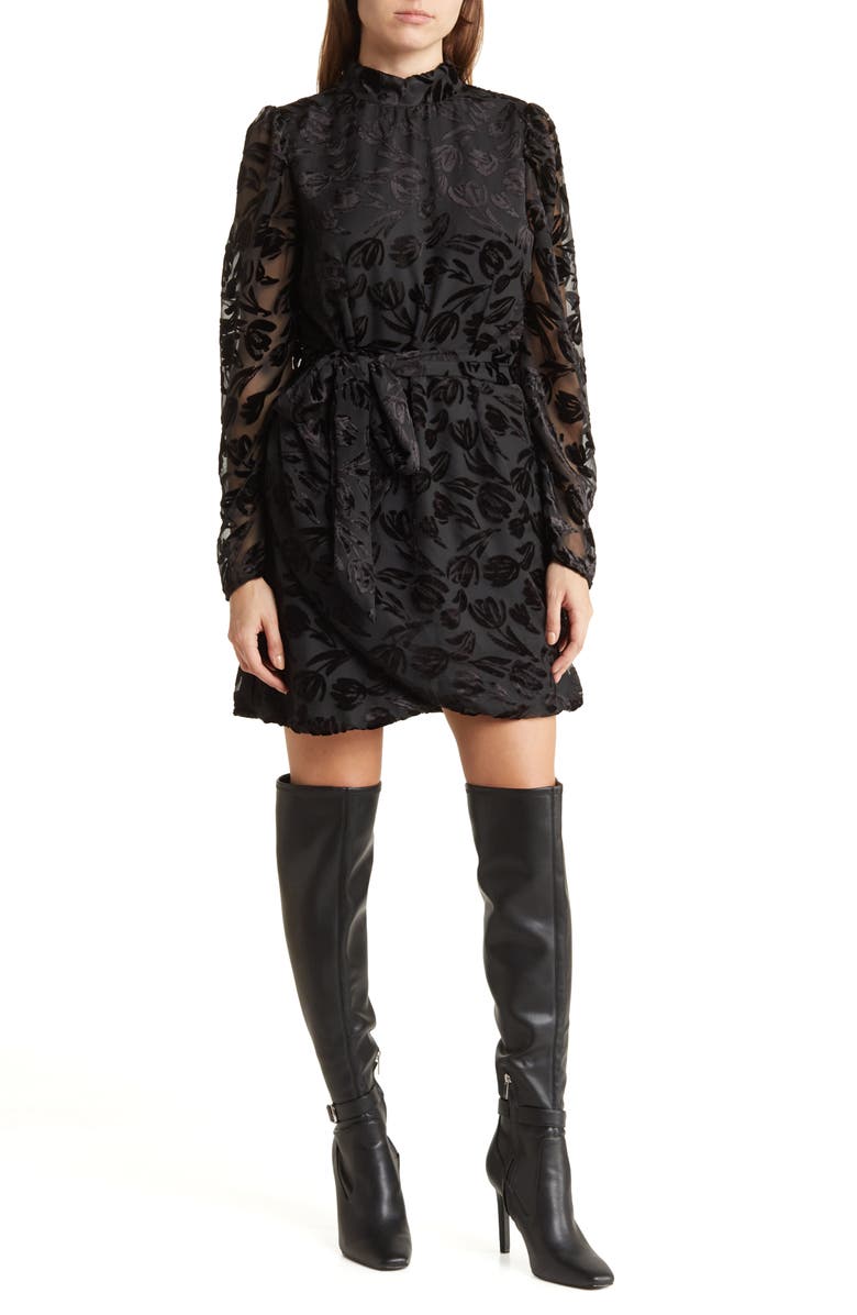NSR Mock Neck Velvet Burnout Mini Dress | Nordstromrack