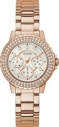 GUESS Rhinestone Multifunction Bracelet Watch, 36mm | Nordstrom