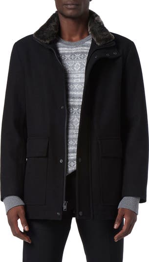 Andrew Marc Wool Blend Faux Fur Collared Jacket | Nordstromrack