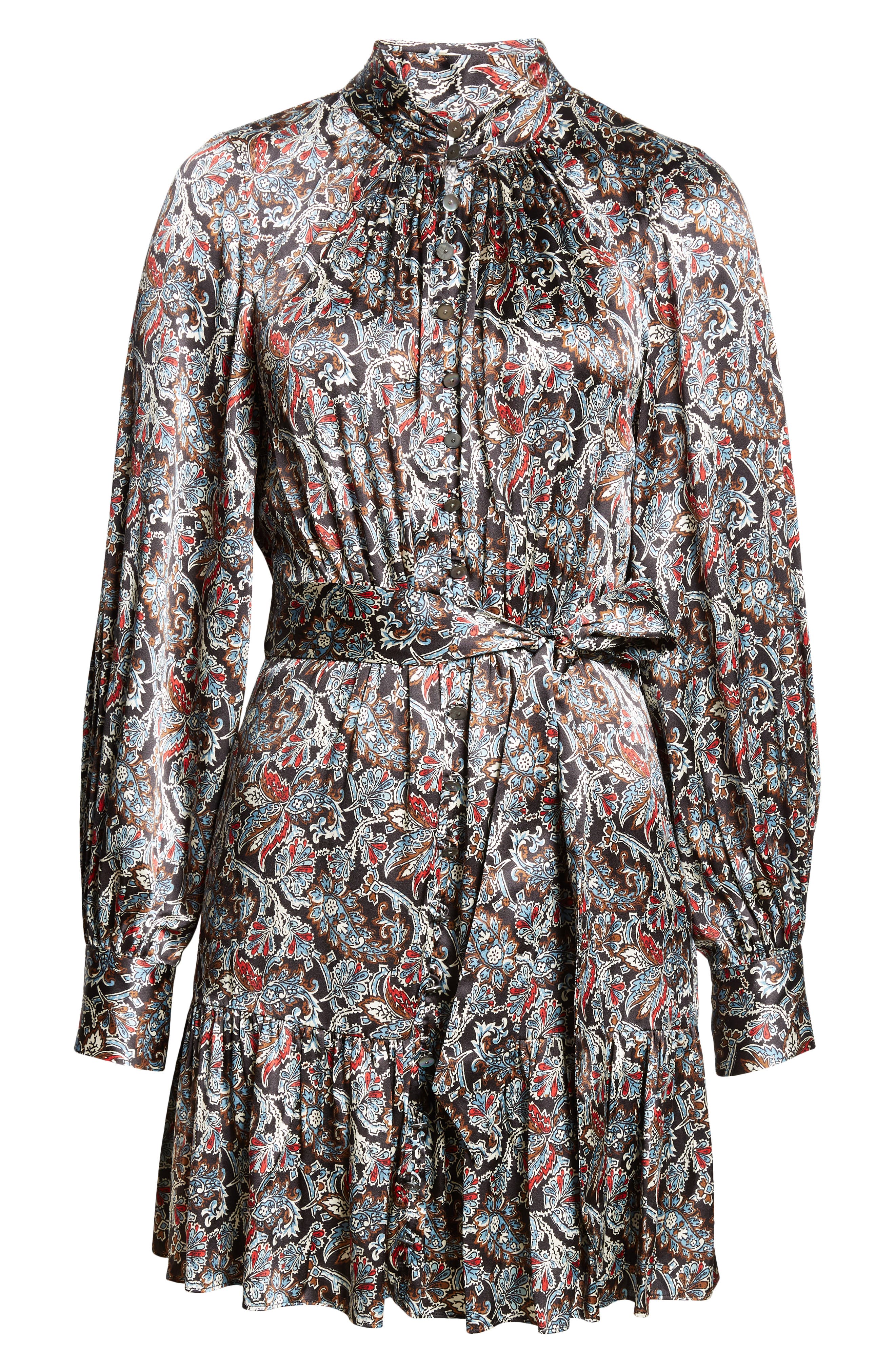 Veronica Beard Zoella Paisley Long Sleeve Silk Blend Minidress ...