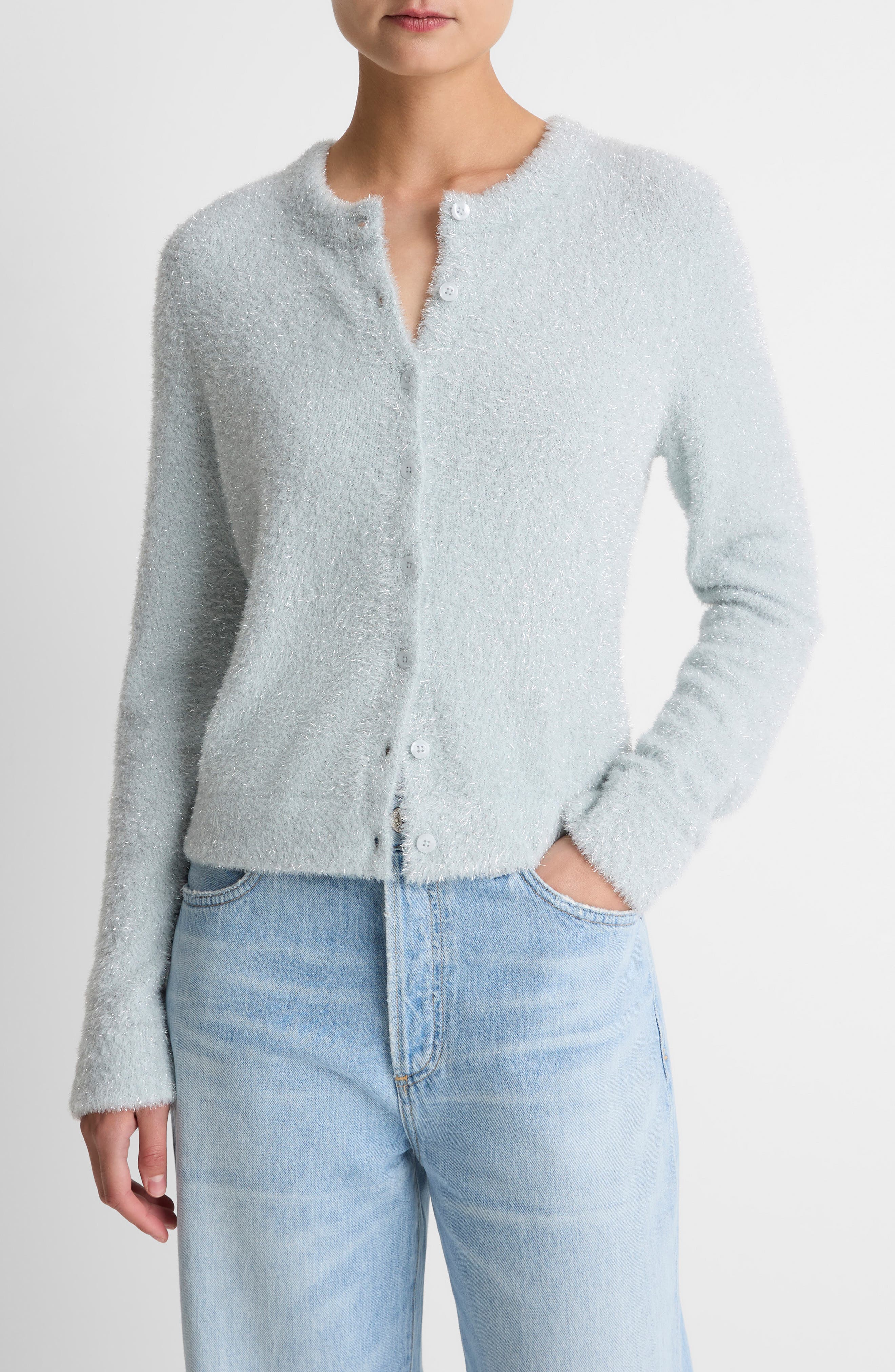 Vince Metallic Eyelash Cardigan | Nordstrom