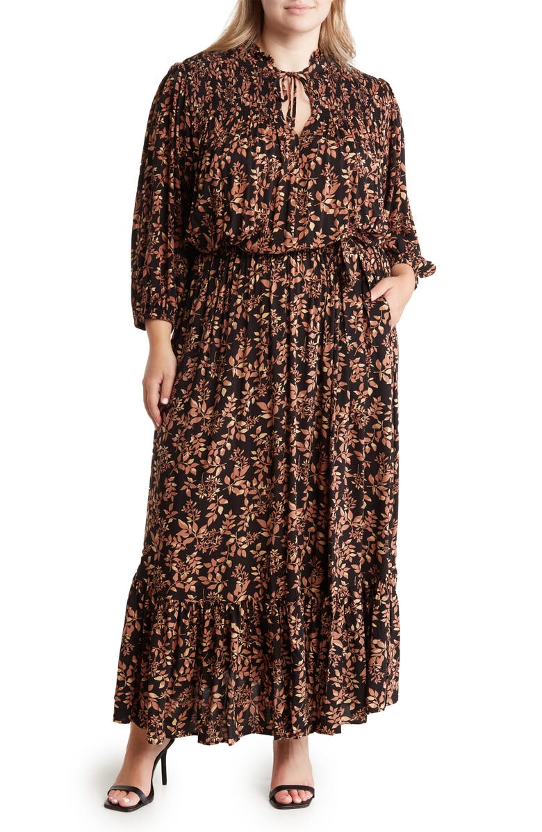 Calvin Klein Floral Print Challis Maxi Dress | Nordstromrack
