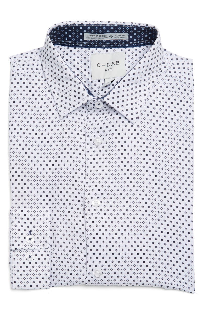 C-LAB NYC Slim Fit Geometric 4-Way Stretch Dress Shirt | Nordstromrack