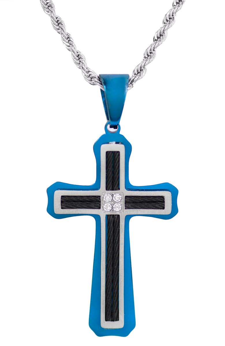 AMERICAN EXCHANGE Diamond Two-Tone Cross Pendant Necklace - 0.10 ctw ...