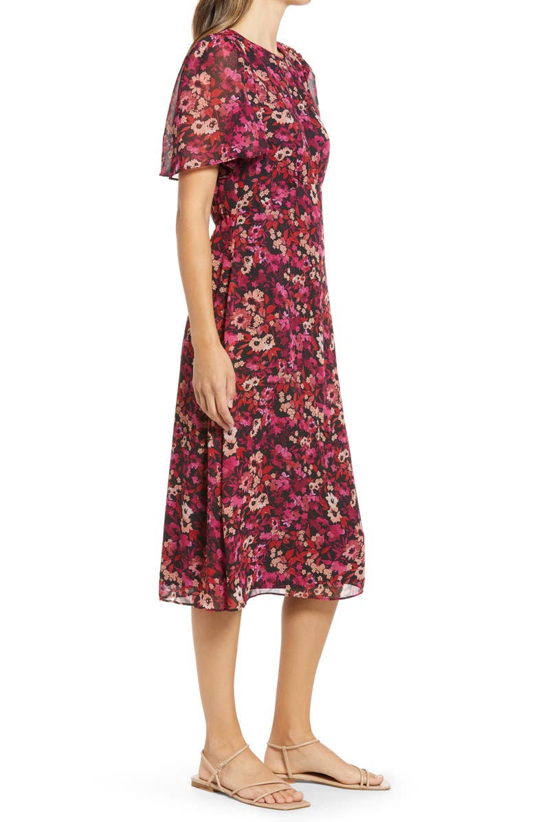 Julia Jordan Floral Flutter Sleeve Empire Waist Chiffon Dress ...