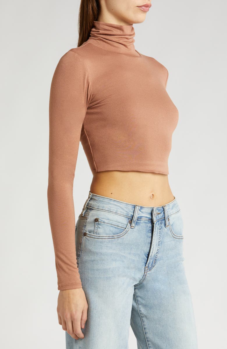 AFRM Micaela Long Sleeve Crop Turtleneck Top | Nordstromrack