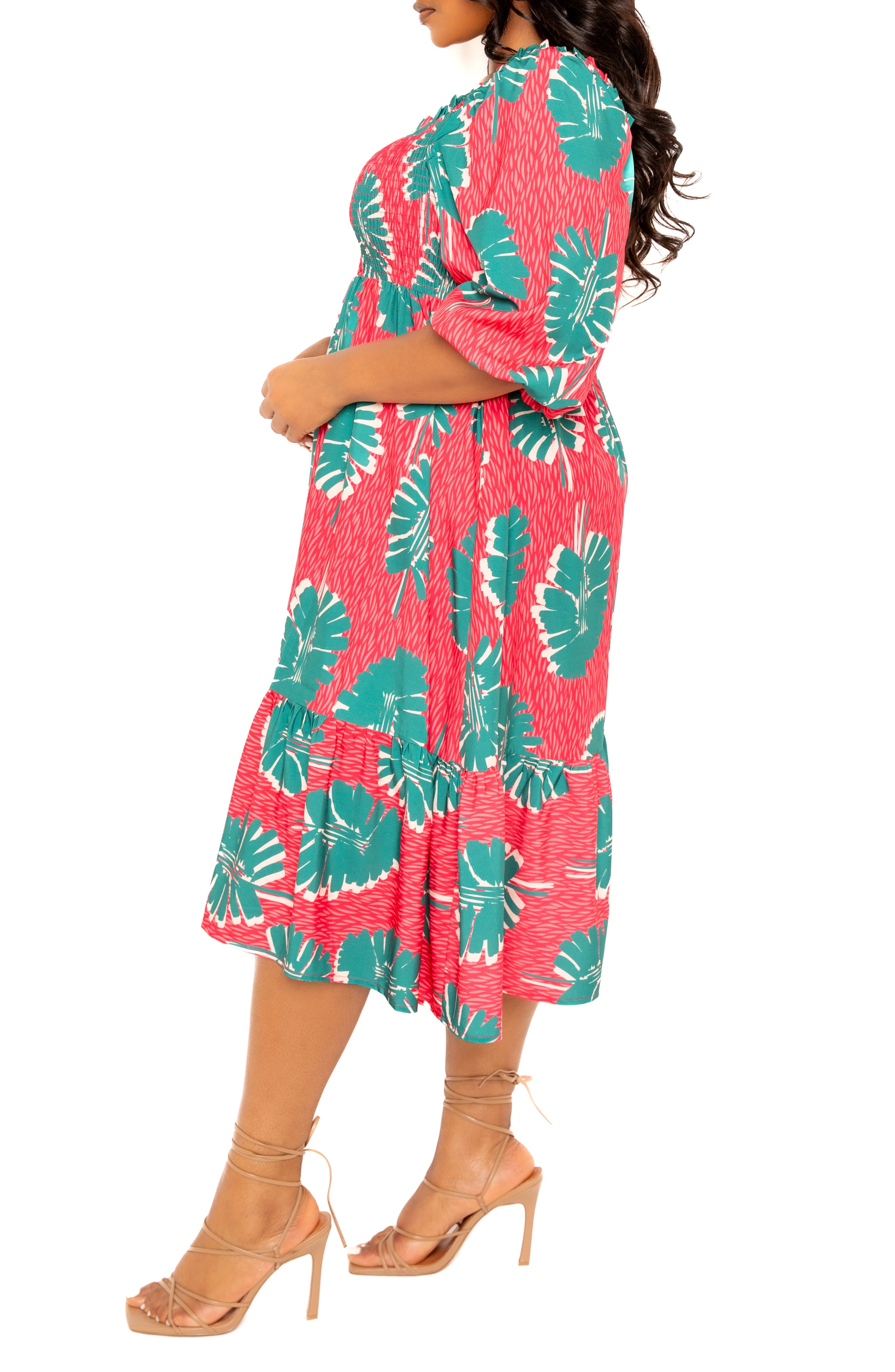 BUXOM COUTURE Print Smocked Midi Dress | Nordstrom