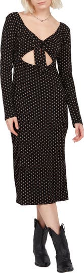Volcom Sunscraper Cutout Long Sleeve Midi Dress | Nordstrom