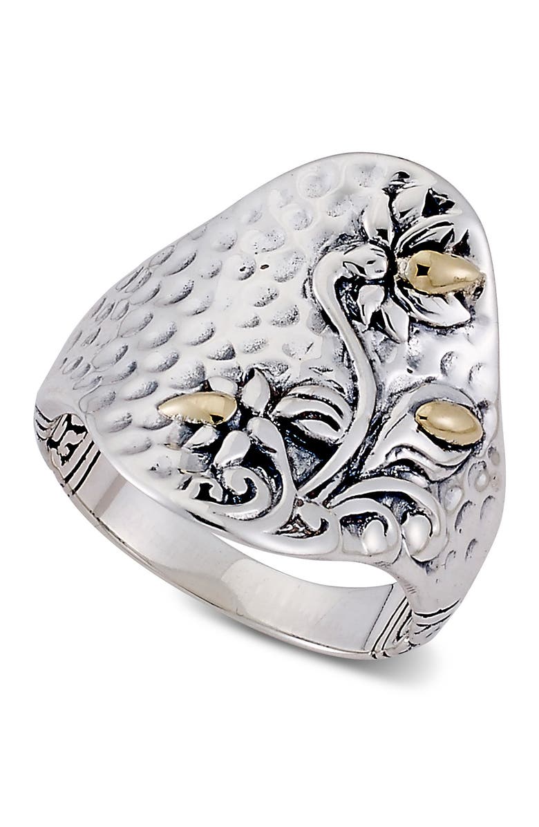 SAMUEL B. Sterling Silver & 18K Gold Floral Hammered Ring | Nordstromrack