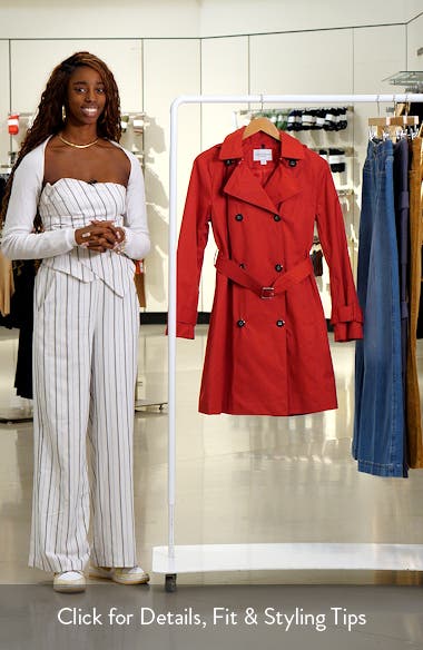 Cole Haan Signature Water Resistant Trench Coat with Removable Hood ...