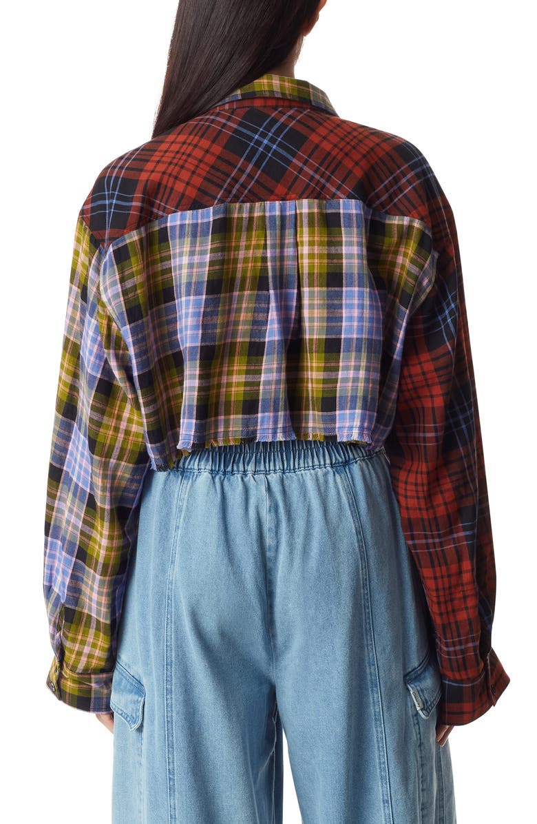 Circus NY by Sam Edelman Aliya Mixed Plaid Crop Cotton Button-Up Shirt ...