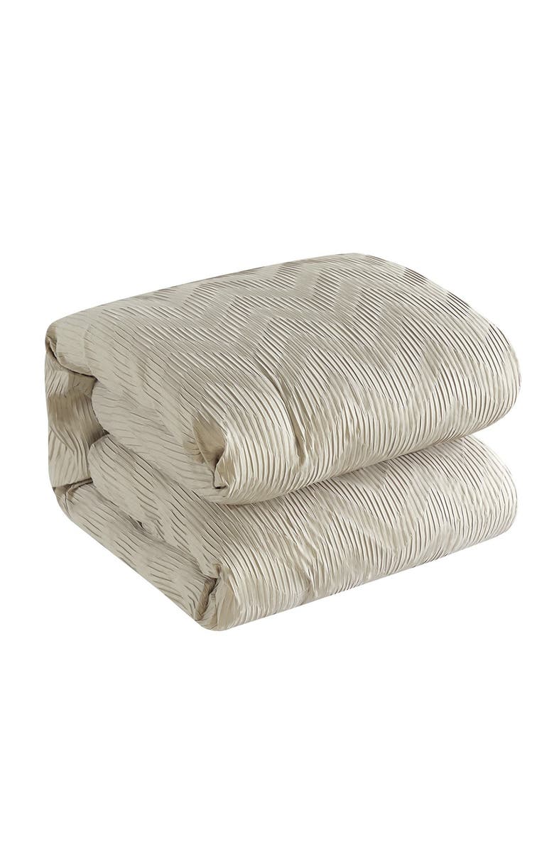 CHIC Aveline Plush Ribbed Chevron Design Queen Comforter Set - Beige ...