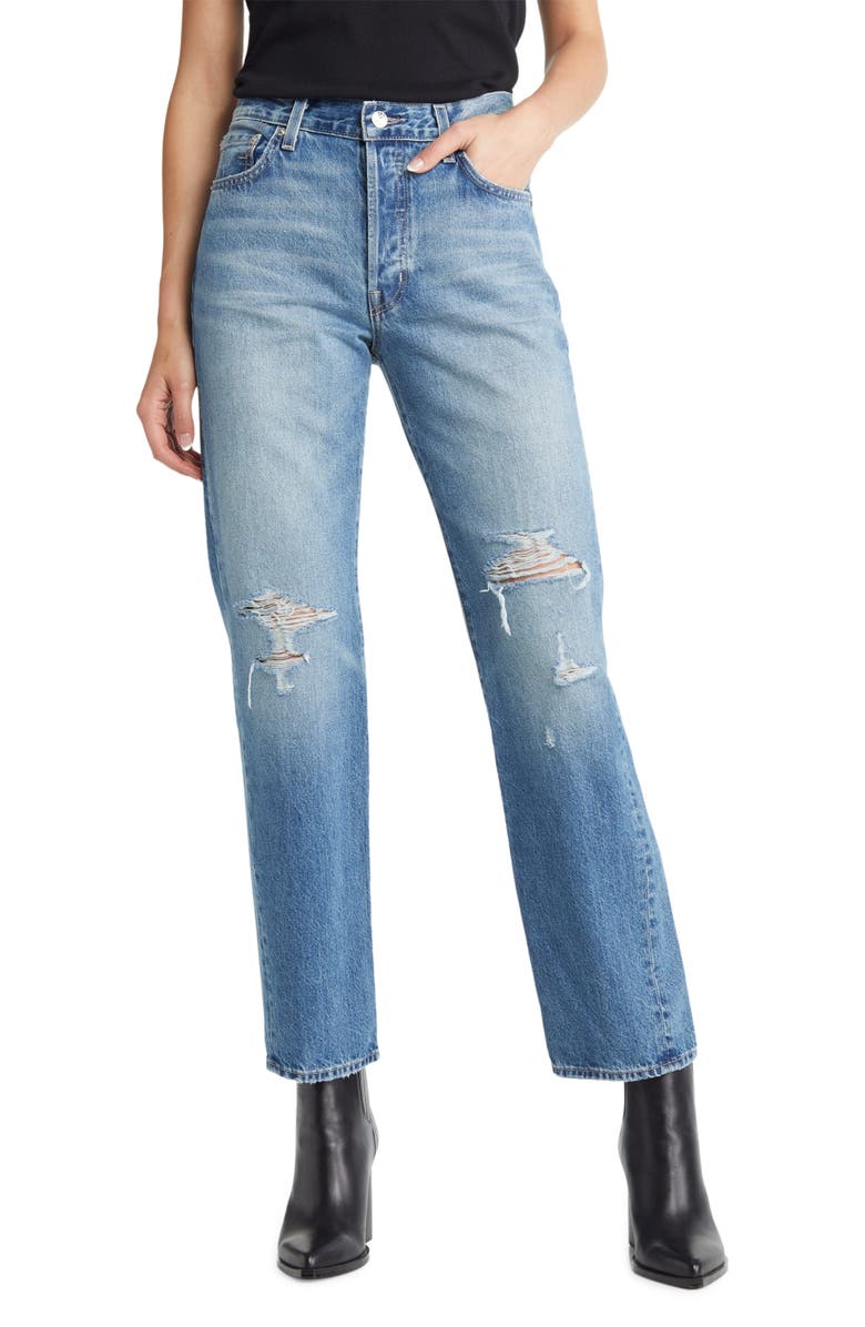 EDWIN Tash Ripped High Waist Straight Leg Jeans | Nordstromrack