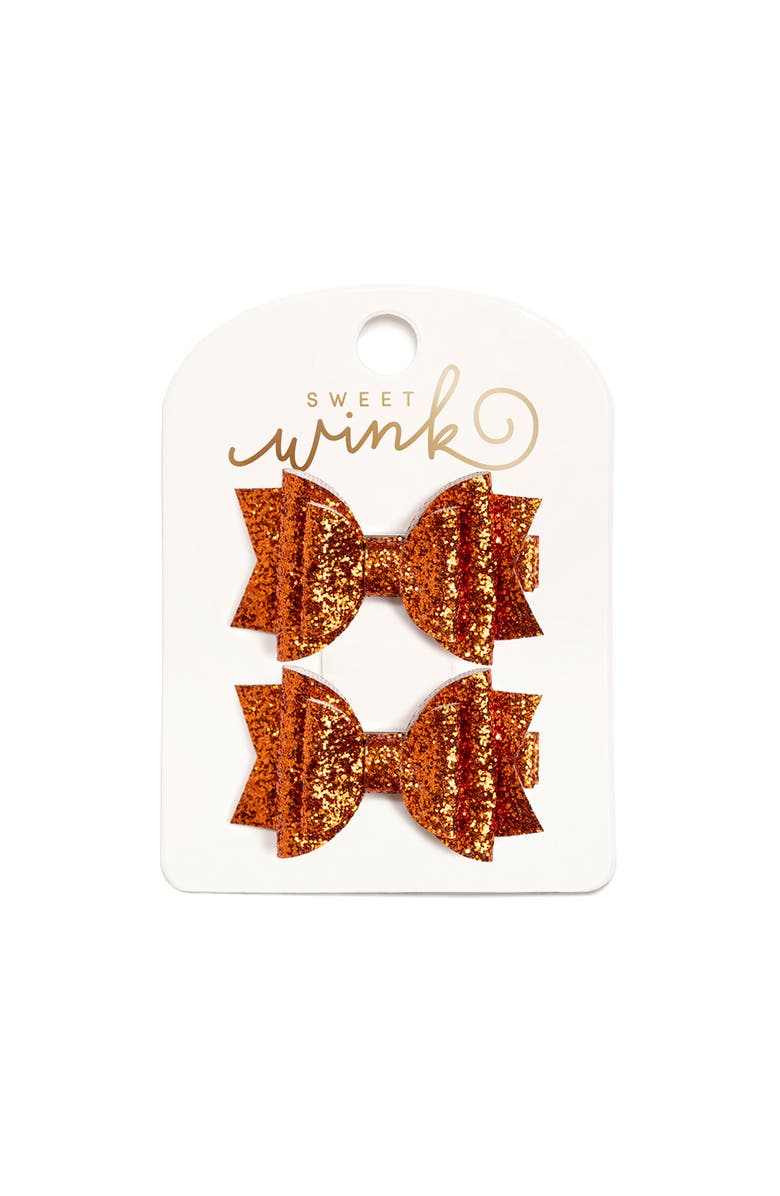 Sweet Wink Spice Glitter Bow Clip Set | Nordstrom