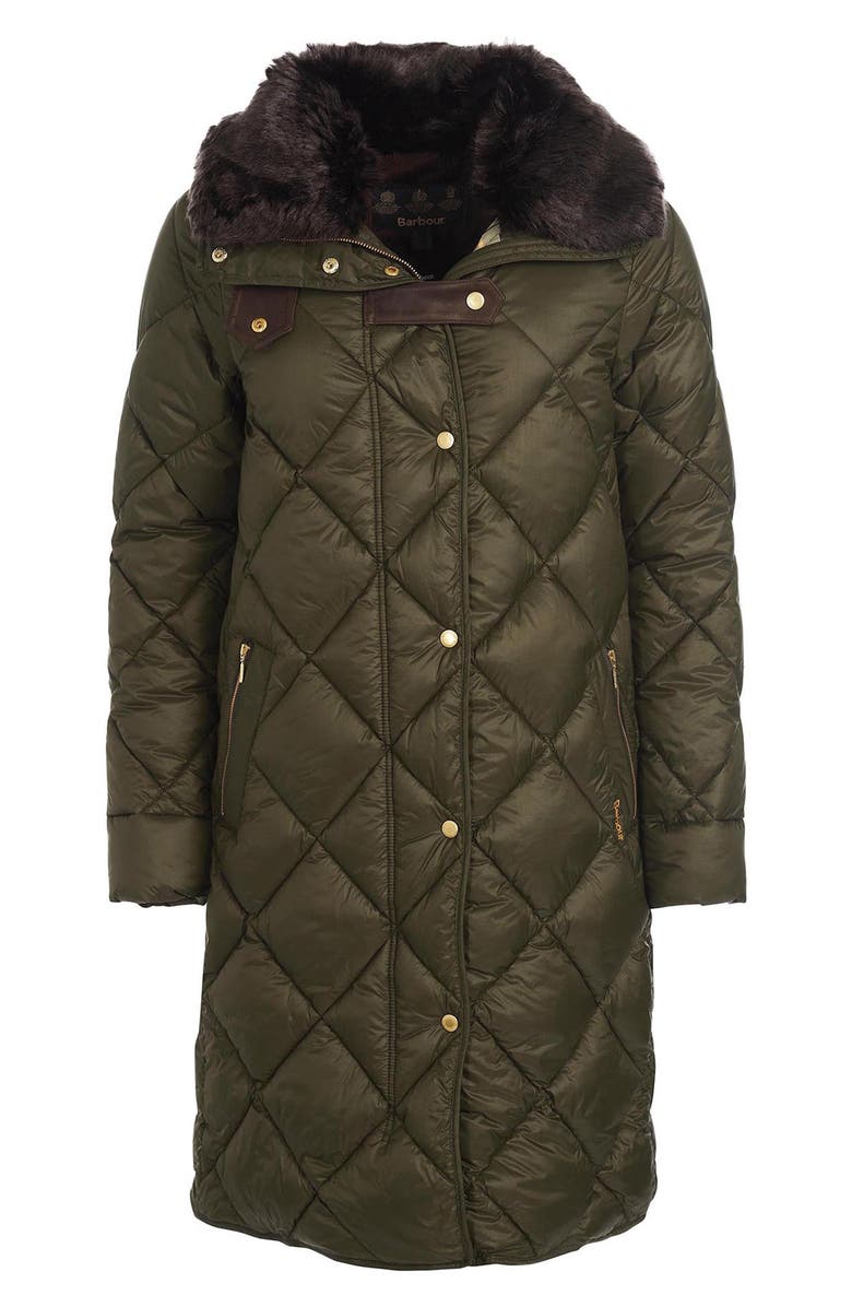 Barbour Ballater Diamond Quilted Coat with Faux Fur Trim | Nordstrom