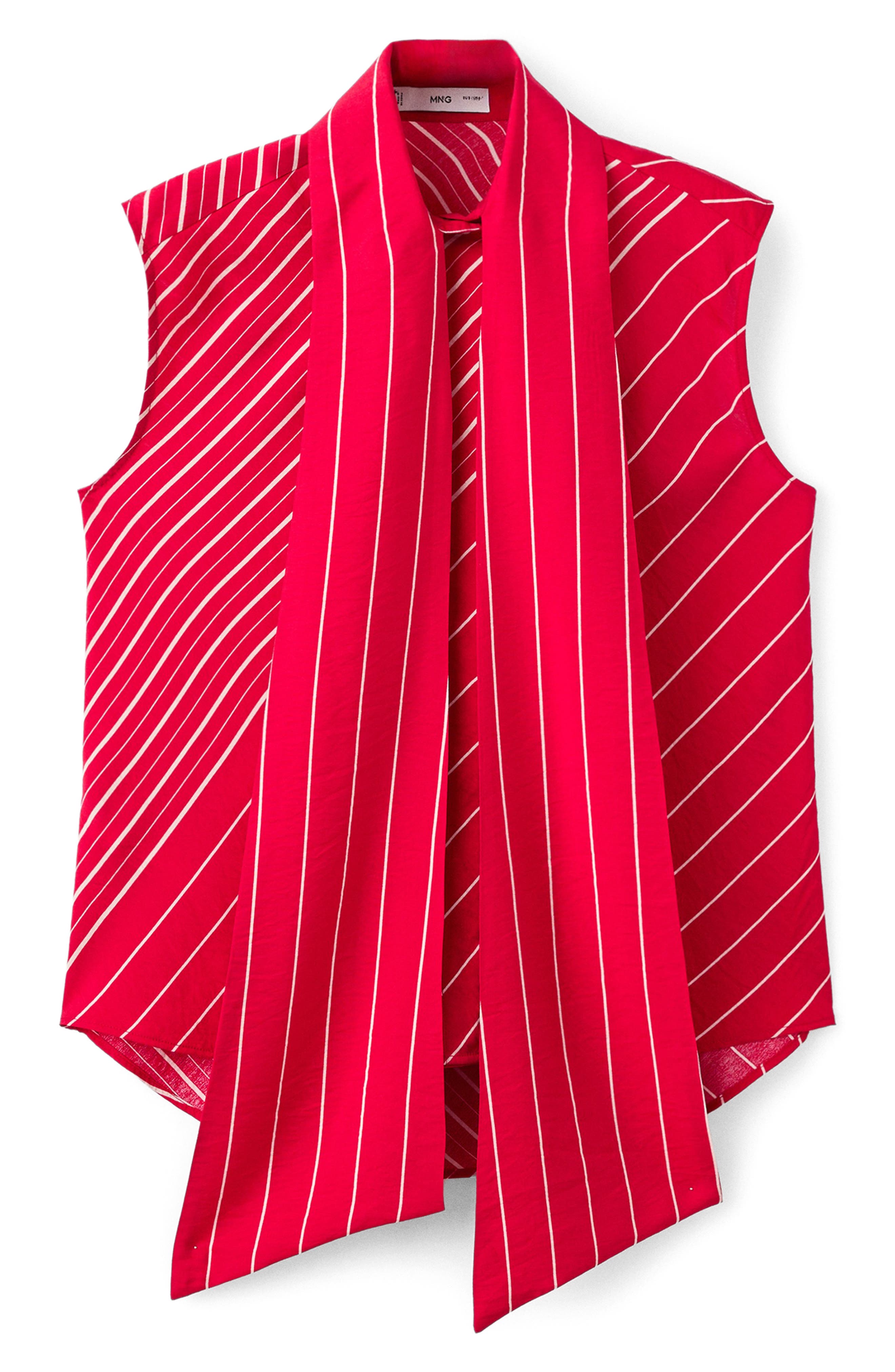 MANGO Stripe Tie Neck Top | Nordstrom