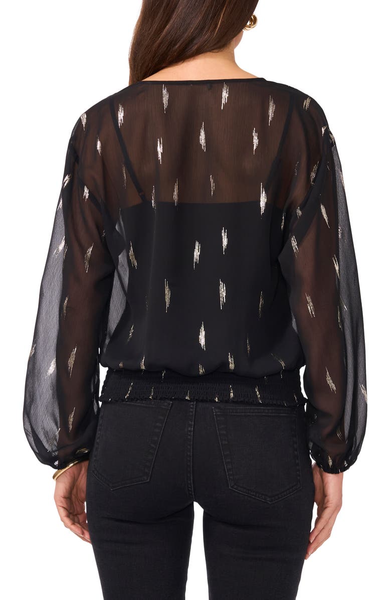 Vince Camuto Sequin Metallic Surplice Long Sleeve Top | Nordstromrack