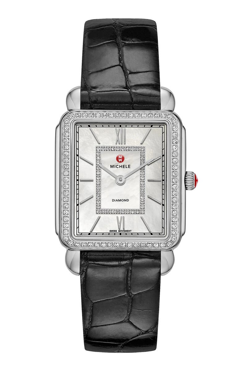 MICHELE 'Deco II' Diamond Dial Watch Case, 30mm x 32mm | Nordstrom