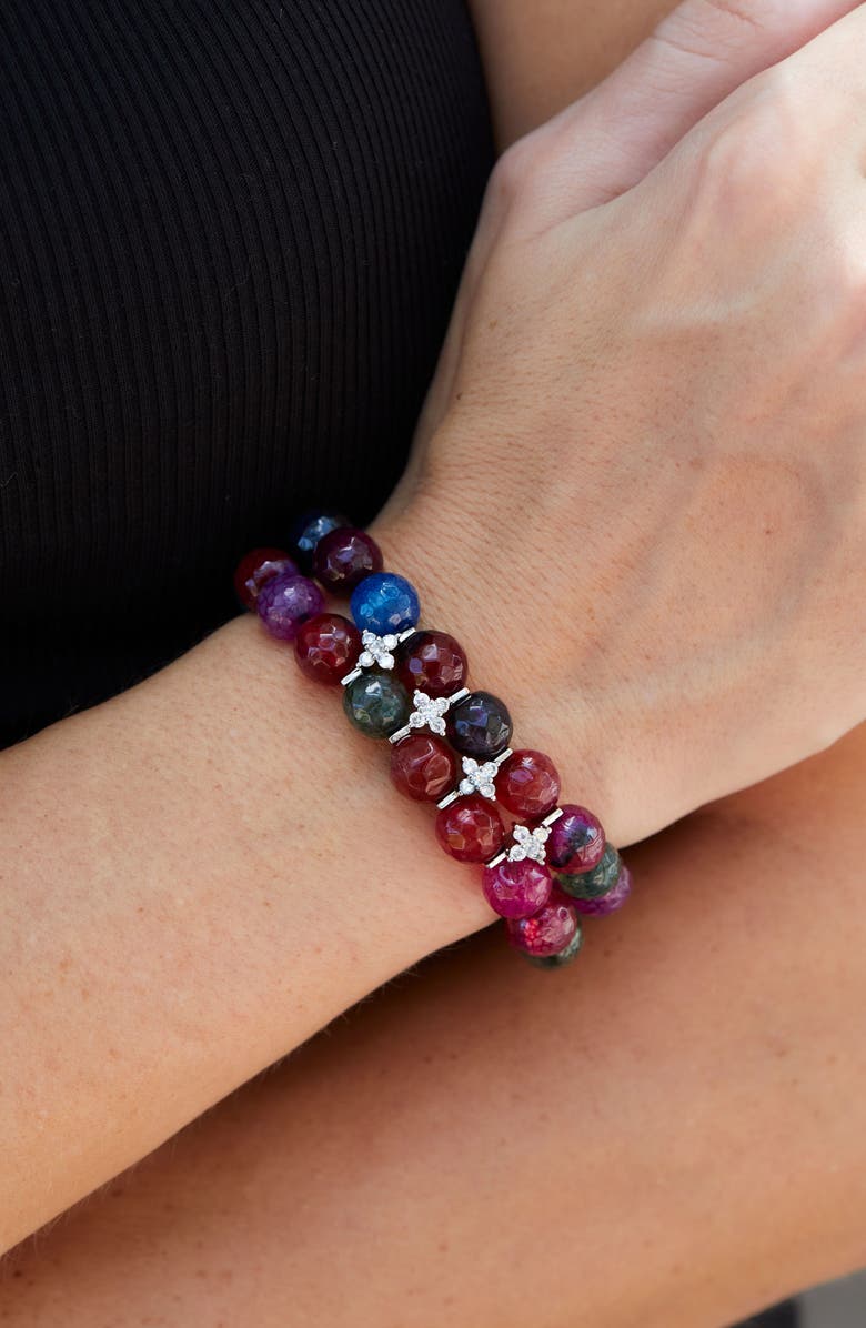 SAVVY CIE JEWELS Agate Stretch Bead Bracelet | Nordstromrack