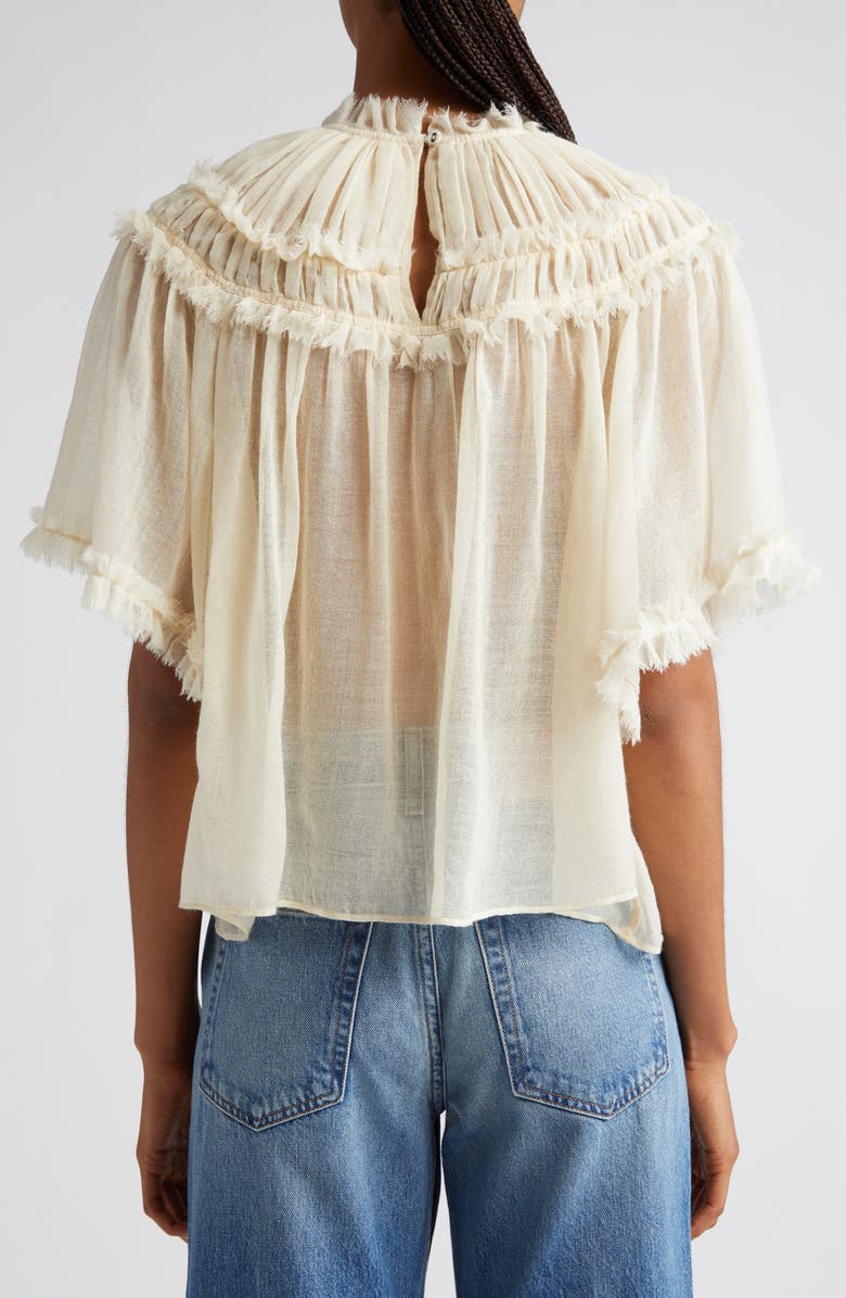 Ulla Johnson Zuri Ruffle Wool Gauze Ruched Top | Nordstromrack
