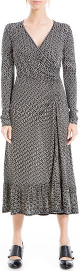 MAX STUDIO Long Sleeve Printed Wrap Dress | Nordstromrack