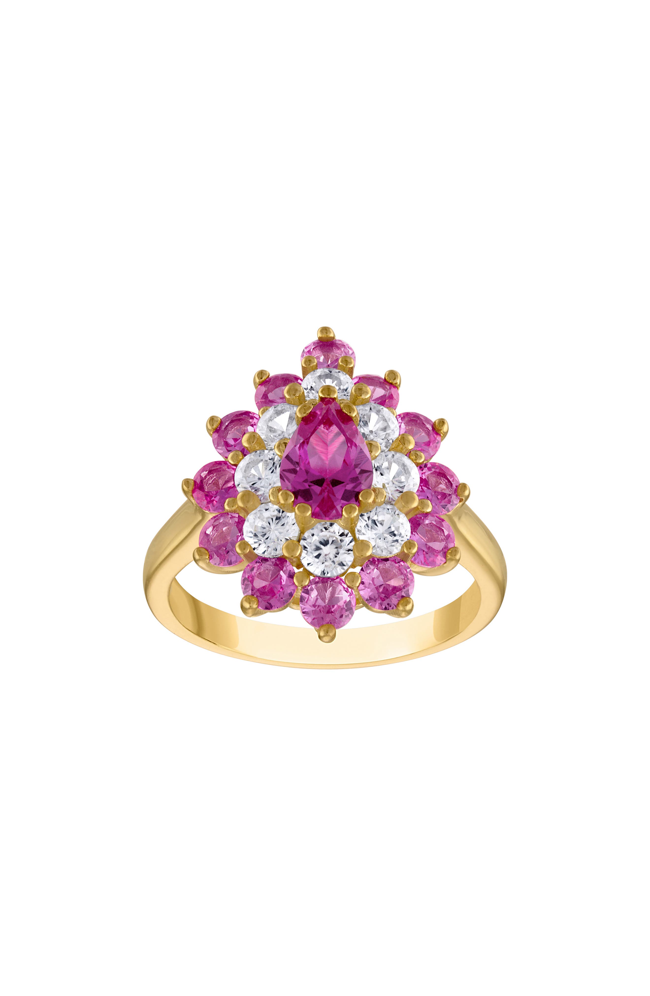 FZN Created Pink Sapphire & Created White Sapphire Double Halo Ring ...