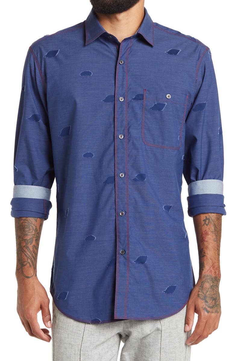Bugatchi Shaped Fit Pattern Dress Shirt | Nordstromrack