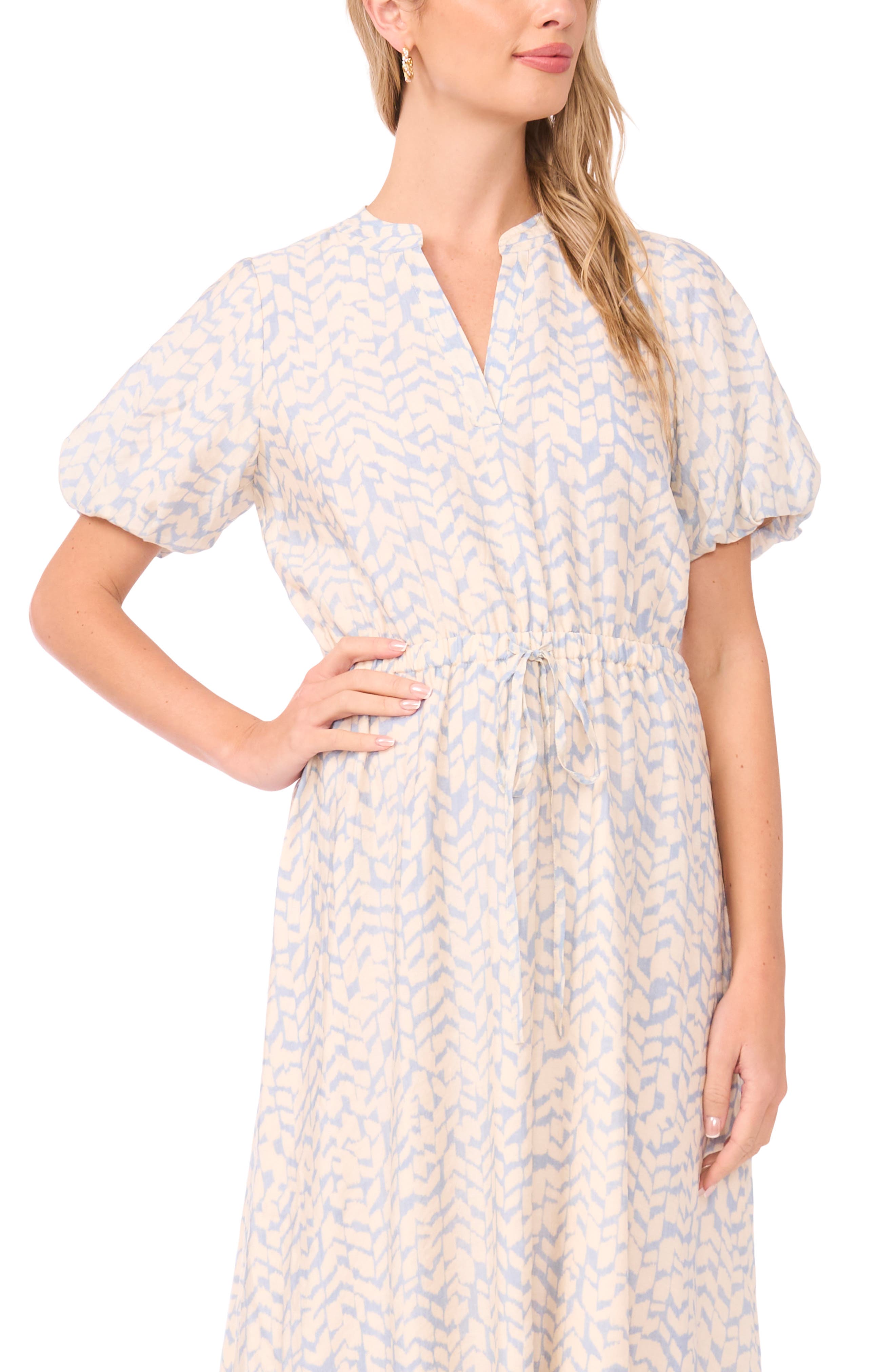 Vince Camuto Abstract Print Puff Sleeve Maxi Dress | Nordstrom